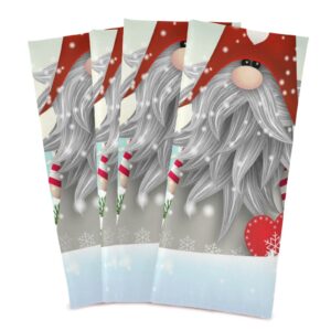 SLHKPNS Winter Gnome Kitchen Dish Towel Set of 4 Valentine's Day 18x28in Absorbent Dishcloth Reusable Cleaning Cloths for Household Use