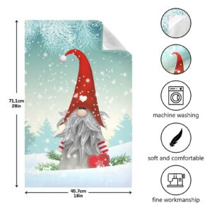 SLHKPNS Winter Gnome Kitchen Dish Towel Set of 4 Valentine's Day 18x28in Absorbent Dishcloth Reusable Cleaning Cloths for Household Use