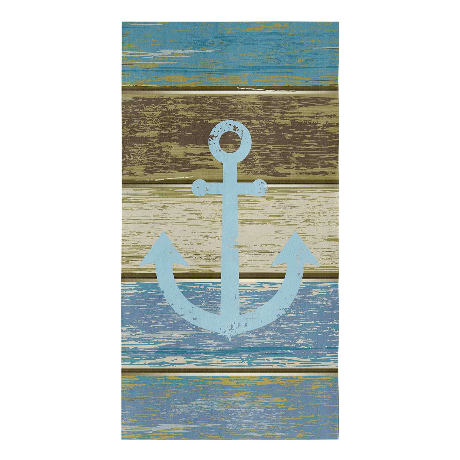 Zadaling Nautical Anchor Teal Wood Grain Kitchen Towels, 18x28 Inches Soft Dish Cloth,Cotton Tea Towels/Bar Towels/Hand Towels for Bathroom(1 Pack)