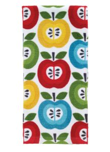 t-fal textiles 100% cotton fiber reactive printed kitchen dish towel, 19" x 28", apples print