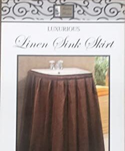 Sheer Linen Sink Skirt, Luxurious Fabric Bathroom Vanity Cover, Brown