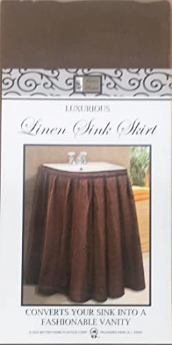 Sheer Linen Sink Skirt, Luxurious Fabric Bathroom Vanity Cover, Brown