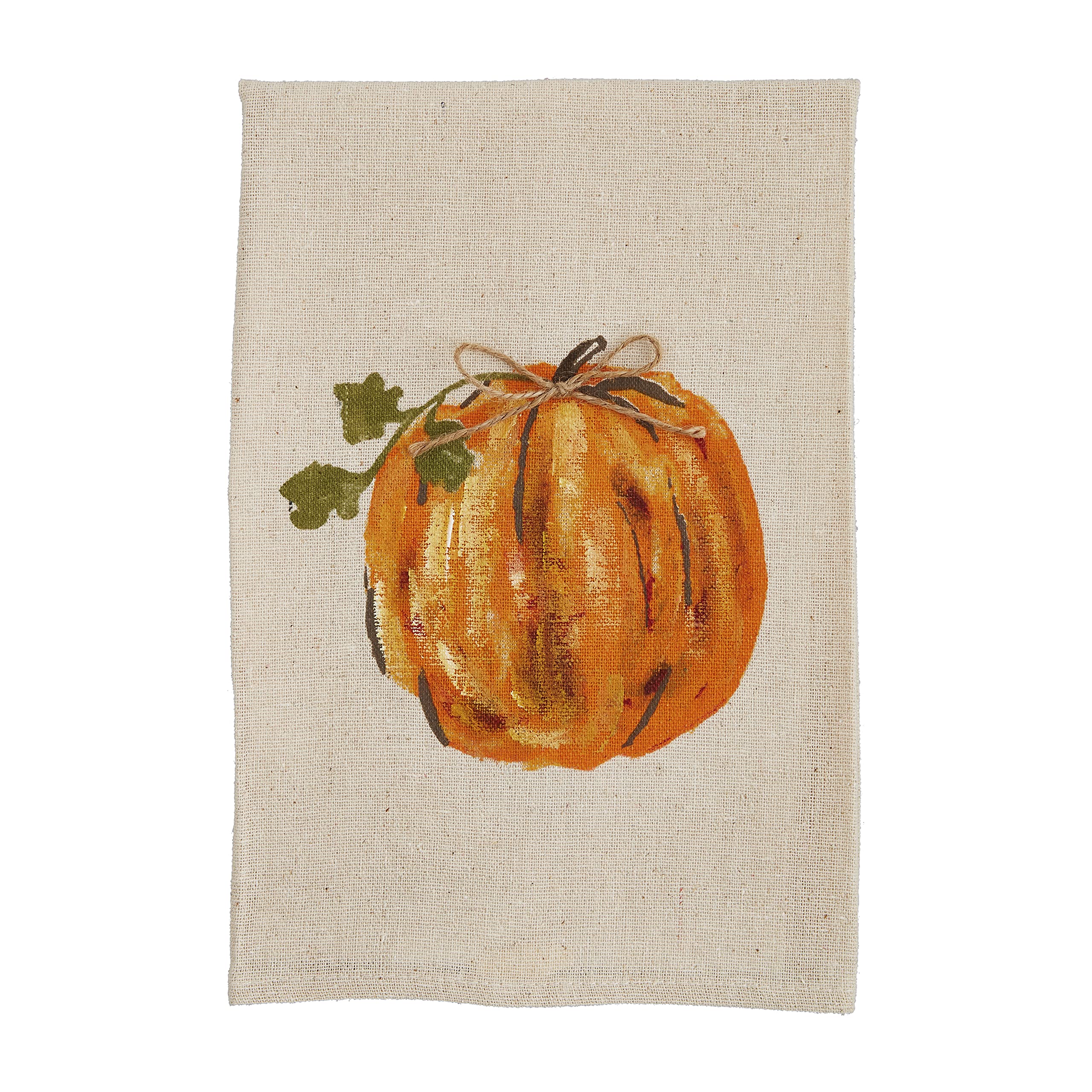 Mud Pie Pumpkin Painted Tea Towel, Single Pumpkin, 21" x 14"