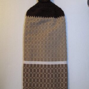 Crocheted FULL Towel Shades of Brown Kitchen Towel with Dark Brown Yarn