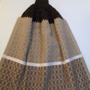 Crocheted FULL Towel Shades of Brown Kitchen Towel with Dark Brown Yarn