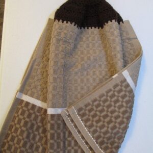 Crocheted FULL Towel Shades of Brown Kitchen Towel with Dark Brown Yarn