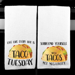 Taco Tuesday Funny Saying Kitchen Tea Towel Gift for Women - Set of 2