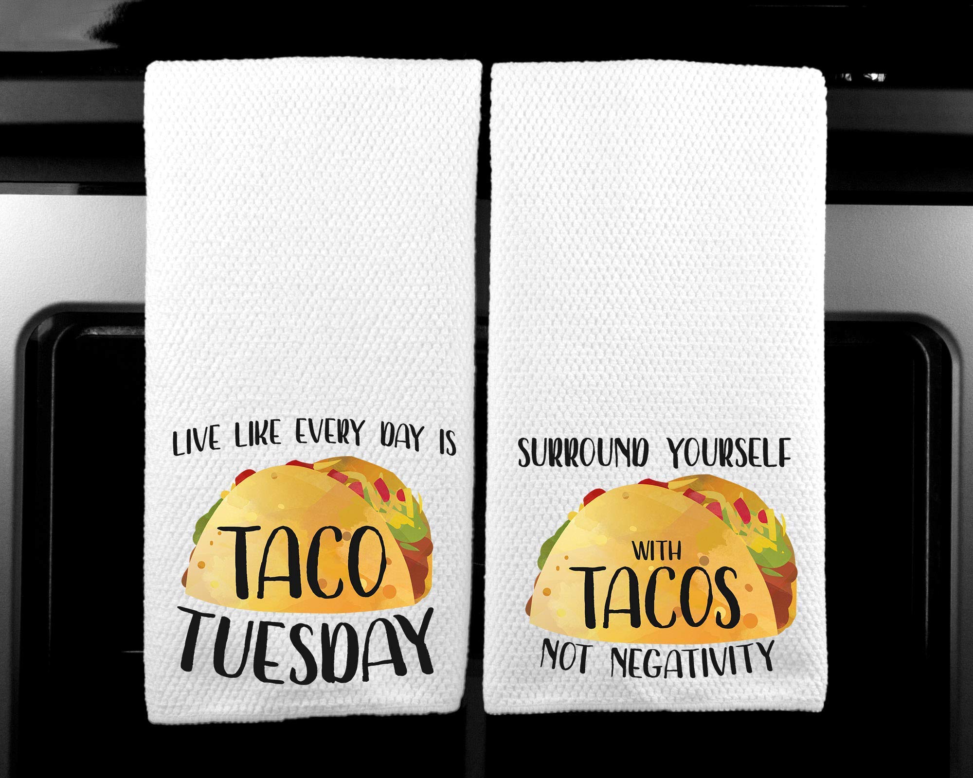 Taco Tuesday Funny Saying Kitchen Tea Towel Gift for Women - Set of 2