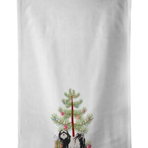 Caroline's Treasures CK3489WTKT Tibetan Terrier Christmas Tree White Kitchen Towel Set of 2 Dish Towels Decorative Bathroom Hand Towel for Hand, Face, Hair, Yoga, Tea, Dishcloth, 19 X 25, White