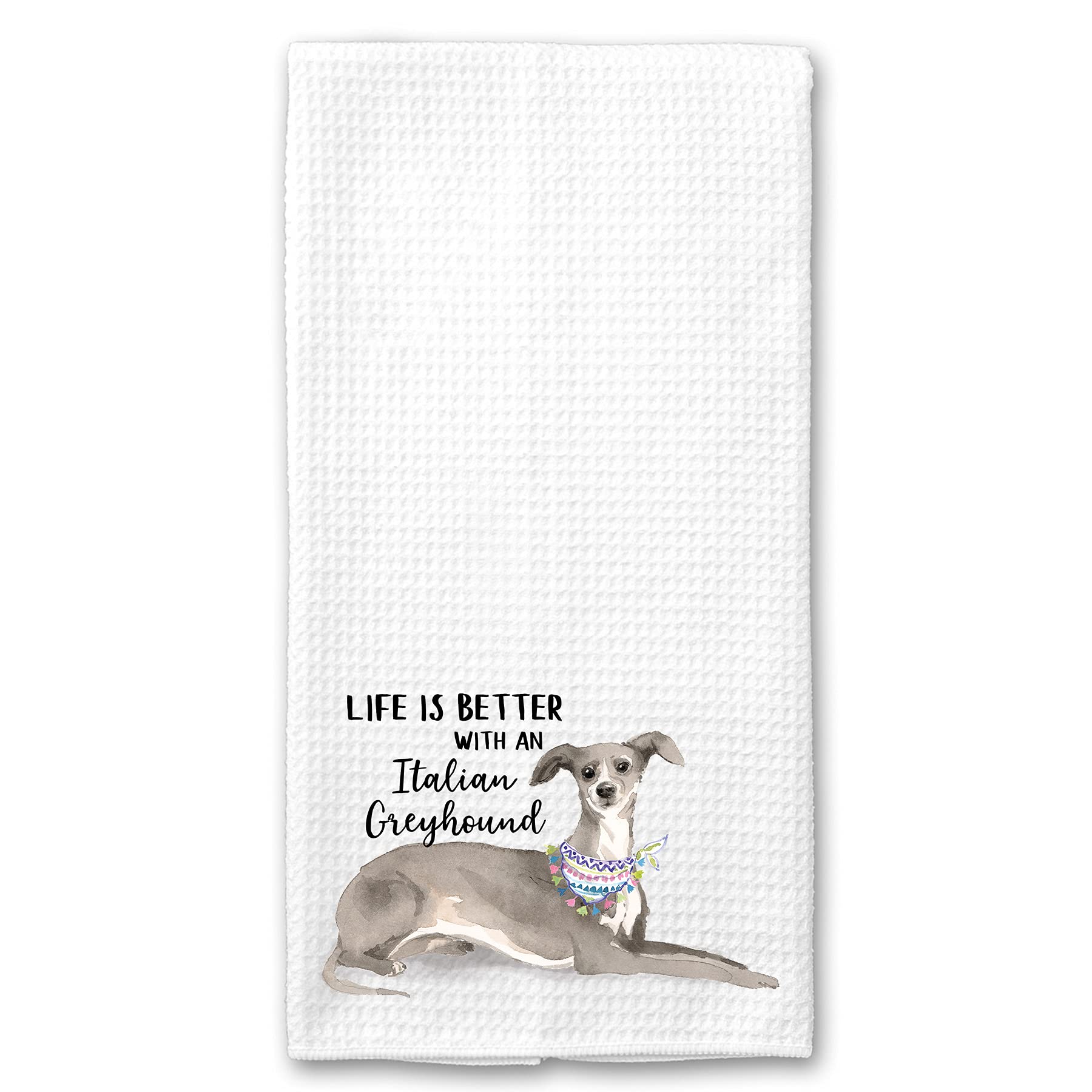 Watercolor Life is Better with an Italian Greyhound Microfiber Kitchen Tea Bar Towel Gift for Animal Dog Lover