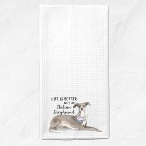 Watercolor Life is Better with an Italian Greyhound Microfiber Kitchen Tea Bar Towel Gift for Animal Dog Lover