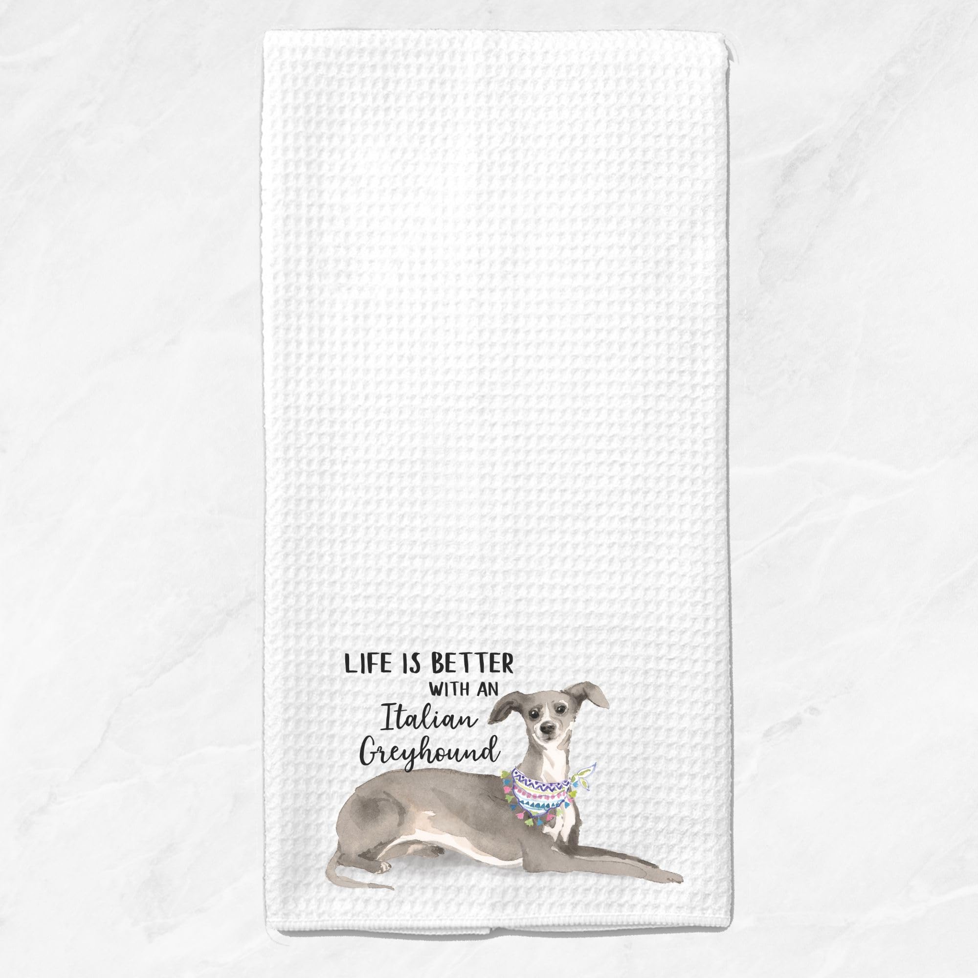 Watercolor Life is Better with an Italian Greyhound Microfiber Kitchen Tea Bar Towel Gift for Animal Dog Lover