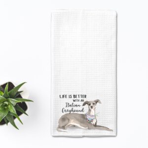 Watercolor Life is Better with an Italian Greyhound Microfiber Kitchen Tea Bar Towel Gift for Animal Dog Lover