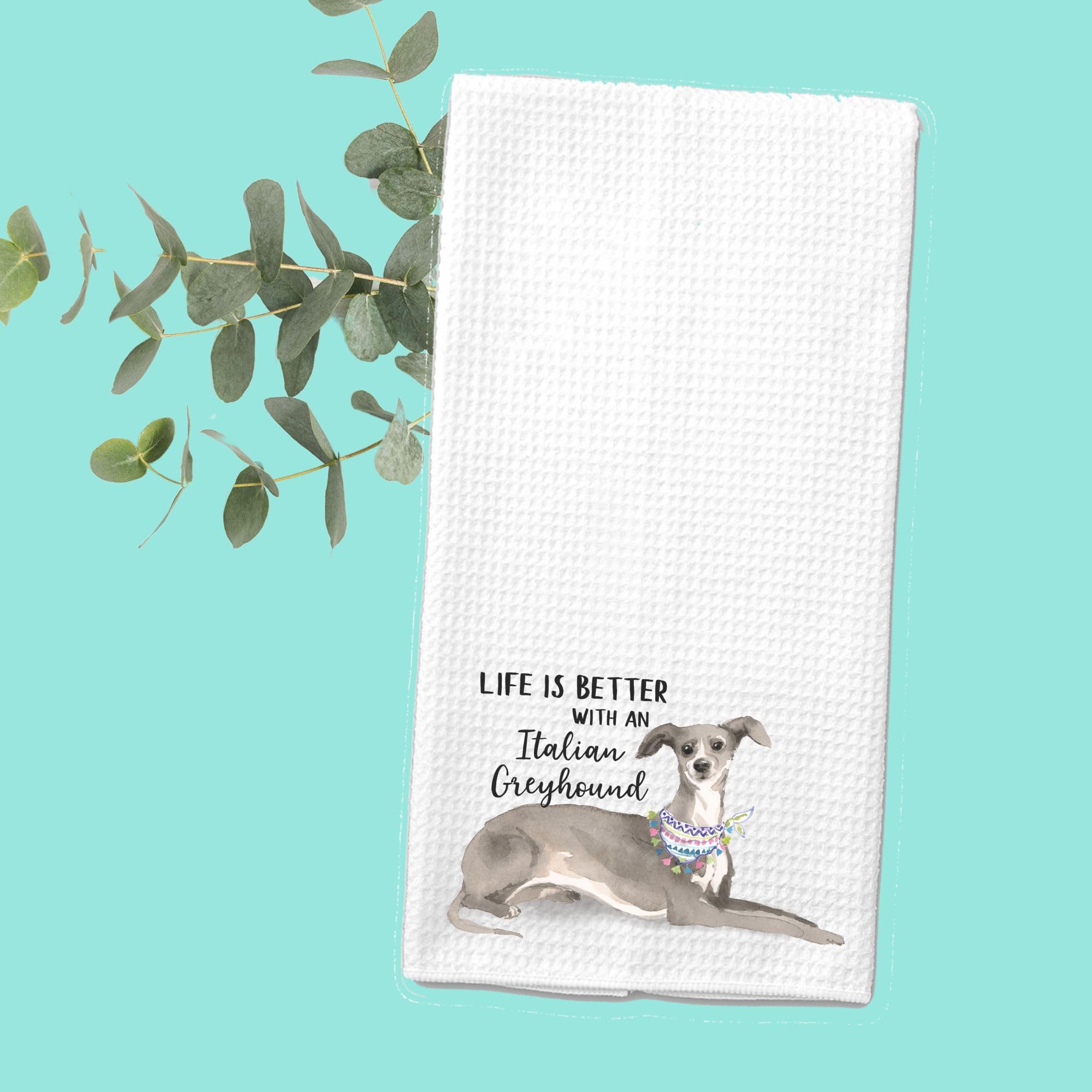 Watercolor Life is Better with an Italian Greyhound Microfiber Kitchen Tea Bar Towel Gift for Animal Dog Lover