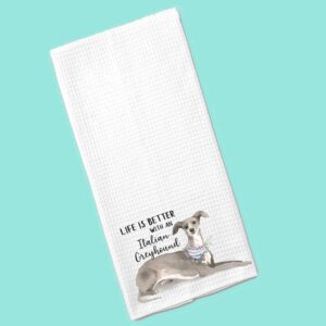 Watercolor Life is Better with an Italian Greyhound Microfiber Kitchen Tea Bar Towel Gift for Animal Dog Lover