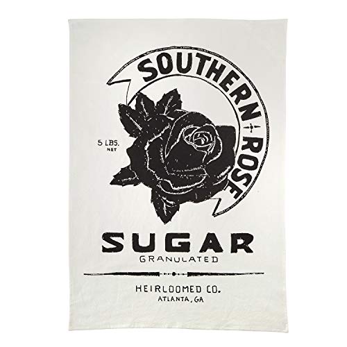 Santa Barbara Design Studio Heirloomed Collection Flour Sack Cotton Tea Towel with Drawstring Storage Bag, 20 x 29-inches, Southern Rose Sugar