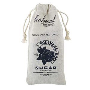 Santa Barbara Design Studio Heirloomed Collection Flour Sack Cotton Tea Towel with Drawstring Storage Bag, 20 x 29-inches, Southern Rose Sugar