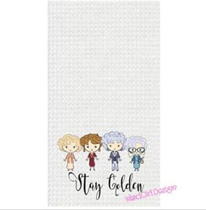 funny kitchen towels ~ stay golden waffle towel