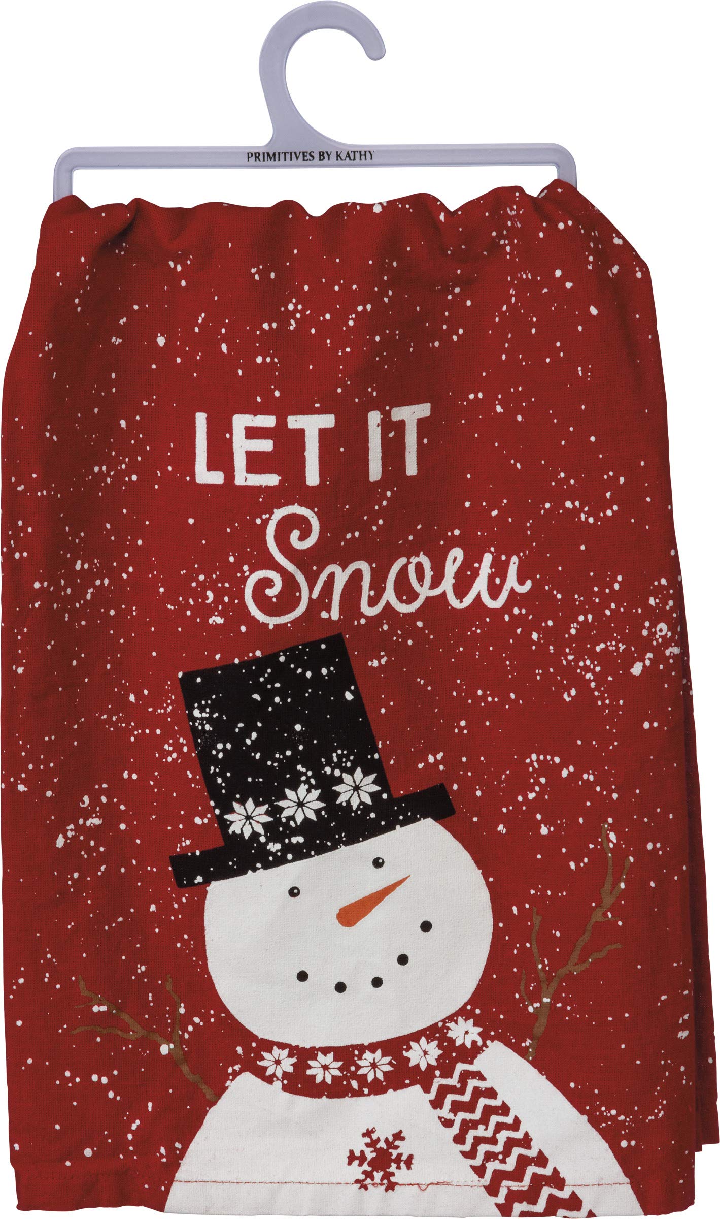 PBK Primitives by Kathy 2 Piece Bundle Red Christmas Kitchen Towels, Merry Christmas and Let It Snow