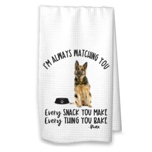 the creating studio personalized german shepherd kitchen towel, german shepherd gift, housewarming gift hostess gift always watching you (german shepherd with name)