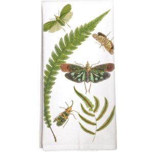 montgomery street fern leaves and insects cotton flour sack dish towel