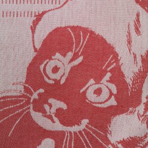 Metr Garnier-Thiebaut, Chats de Noël (Christmas Cats), Rouge French Jacquard Christmas Kitchen/Tea Towel