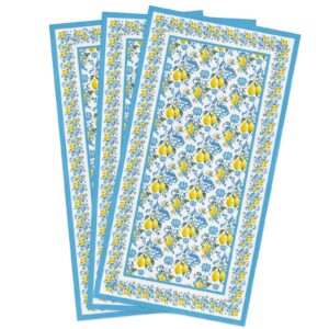 kitchen towels set lemon watercolor tea towel microfiber absorbent washable blue white flower 3 pack 18x28 inches absorbent soft cotton dish cloths bar towels & tea towels