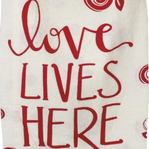 2 Piece Valentine Themed Towel Bundle - Sentiments Read Love Lives Here and Love Is Being Stupid Together