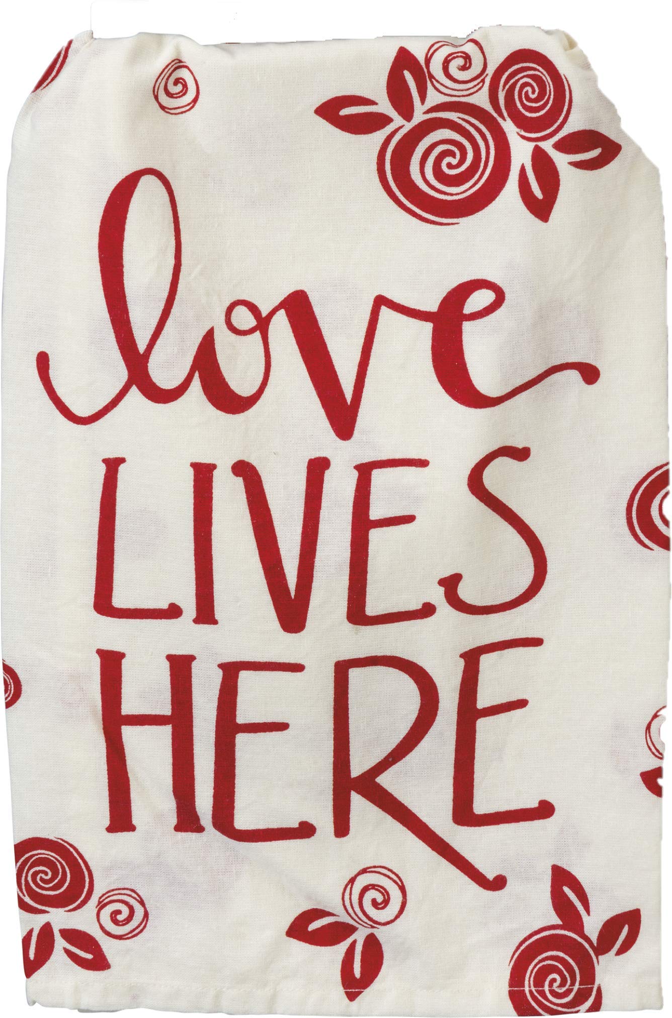 2 Piece Valentine Themed Towel Bundle - Sentiments Read Love Lives Here and Love Is Being Stupid Together