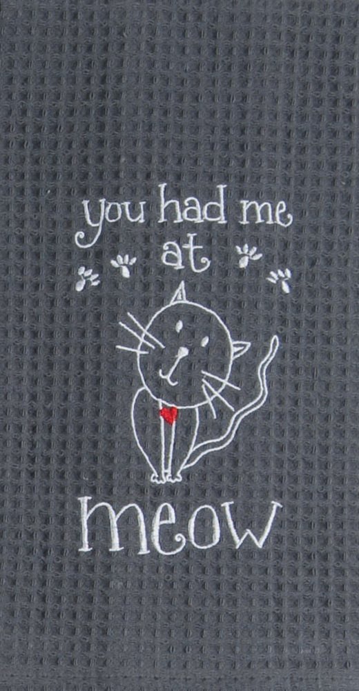 Kay Dee Designs Meow Embroidered Waffle Towel