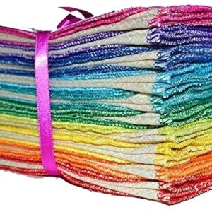 Gina's Soft Cloth Shop 2 Ply 11x12 Inches Unbleached Cotton Birdseye Paperless Towel Set of 10 Rainbow Edging