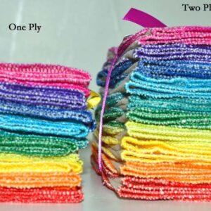 Gina's Soft Cloth Shop 2 Ply 11x12 Inches Unbleached Cotton Birdseye Paperless Towel Set of 10 Rainbow Edging