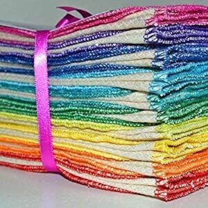 Gina's Soft Cloth Shop 2 Ply 11x12 Inches Unbleached Cotton Birdseye Paperless Towel Set of 10 Rainbow Edging