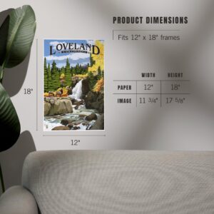 Lantern Press Loveland, Colorado, Waterfall (12x18 Art Print, Travel Poster Wall Decor)