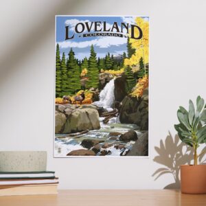 Lantern Press Loveland, Colorado, Waterfall (12x18 Art Print, Travel Poster Wall Decor)