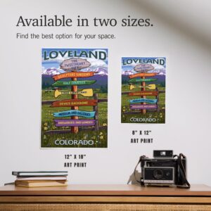 Lantern Press Loveland, Colorado, Destination Signpost (12x18 Art Print, Travel Poster Wall Decor)