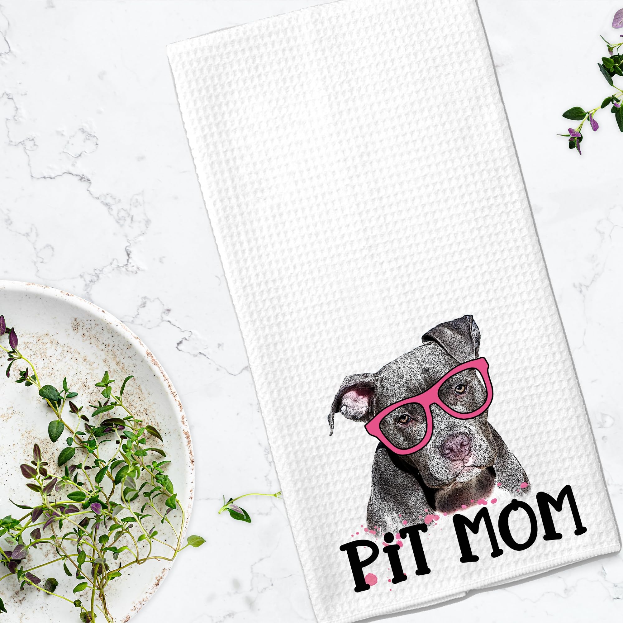 Pit Bull Mom Microfiber Kitchen Towel Gift for Animal Dog Lover