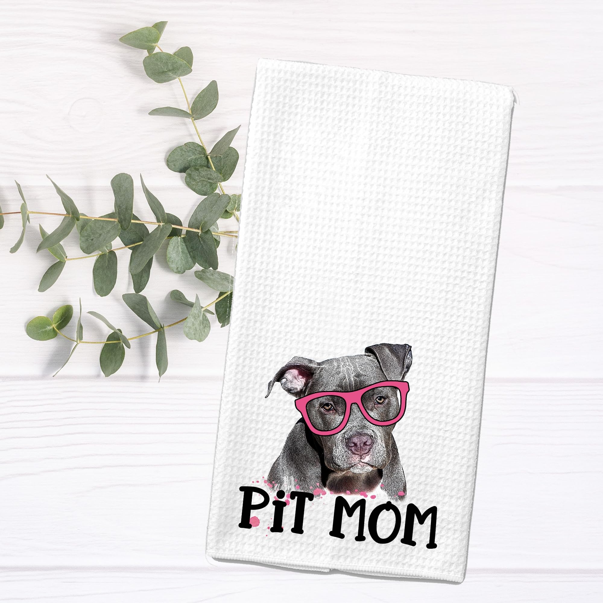 Pit Bull Mom Microfiber Kitchen Towel Gift for Animal Dog Lover