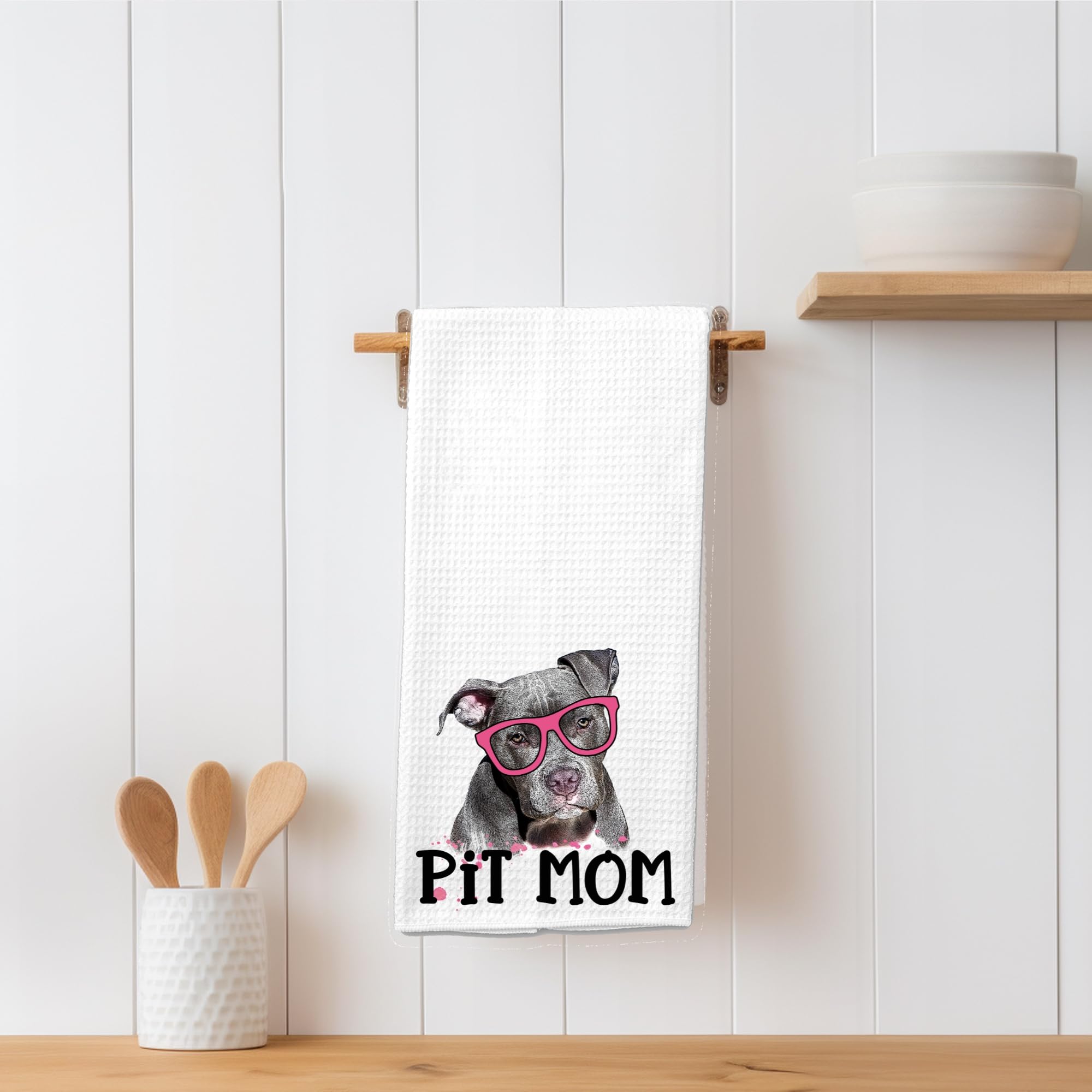 Pit Bull Mom Microfiber Kitchen Towel Gift for Animal Dog Lover