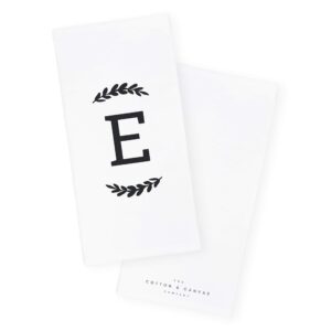 The Cotton & Canvas Co. Personalized Single Monogram Initial E Soft Absorbent Kitchen Tea Towel, Flour Sack Towel, Dish Cloth