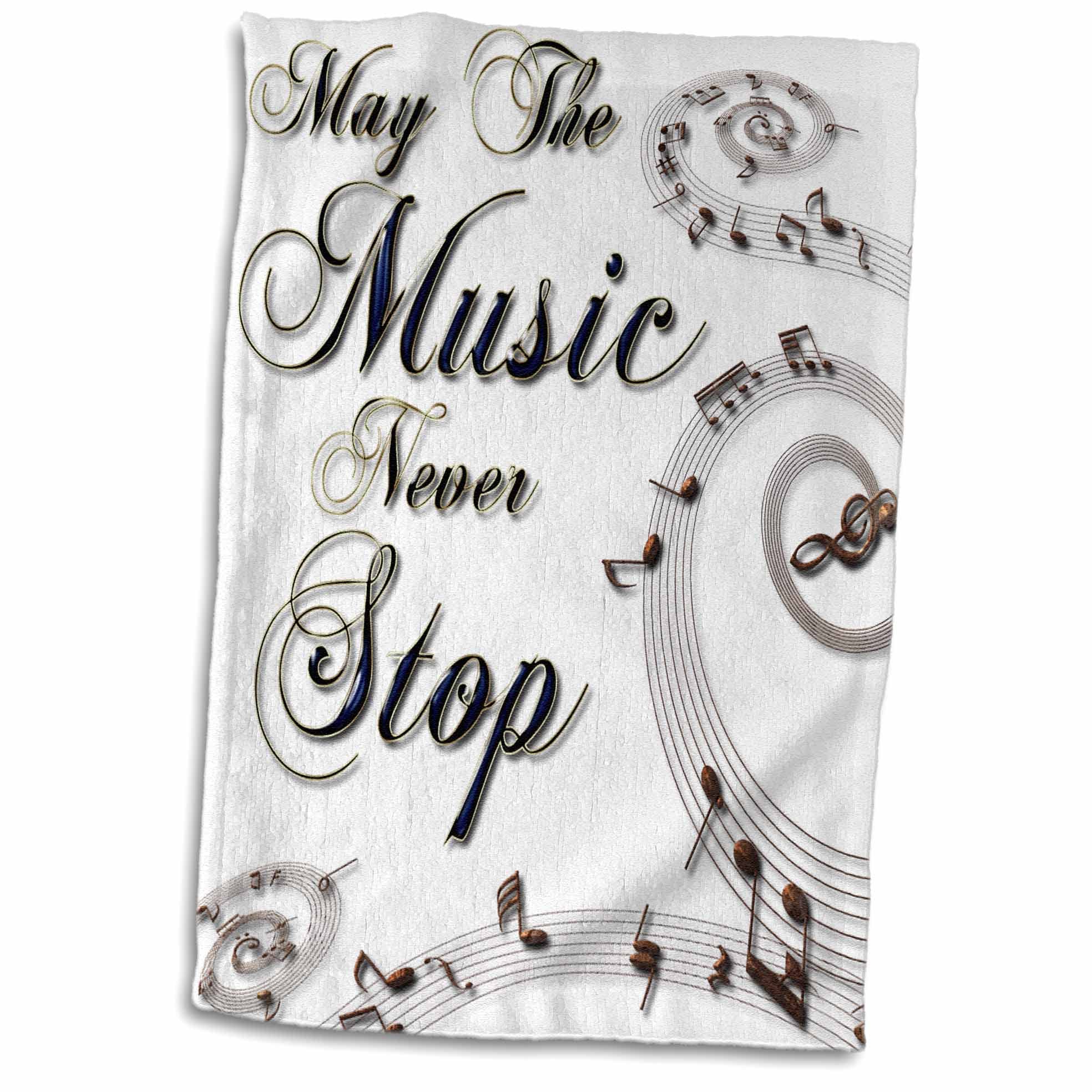 3D Rose May Never Stop with Musical Notes TWL_213981_1 Towel, 15" x 22", Multicolor