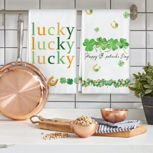 AnyDesign St. Patrick's Day Kitchen Towel Watercolor Lucky Shamrock Clover Dish Towel 18 x 28 Inch Irish Holiday Hand Drying Tea Towel for Cooking Baking Cleaning Wipes, 2 Packs