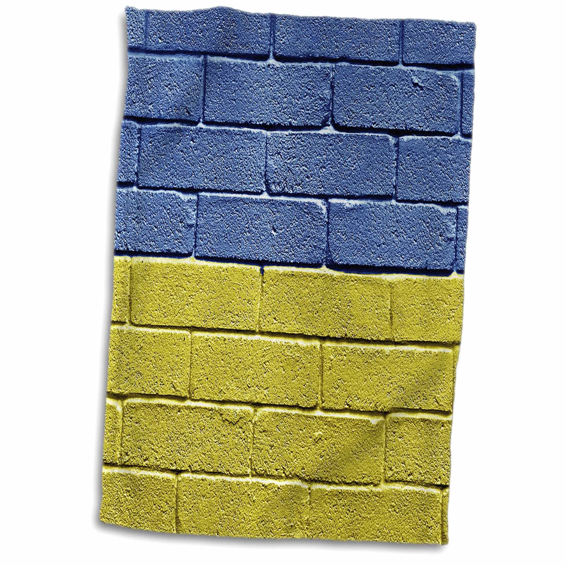 3D Rose National Flag of Ukraine Painted onto A Brick Wall Ukrainian Towel, 15" x 22"