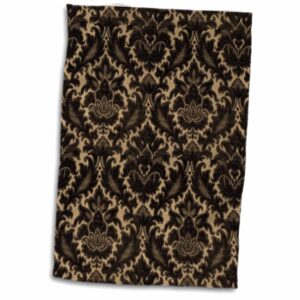 3D Rose Deep Brown Damask Towel, 15" x 22"