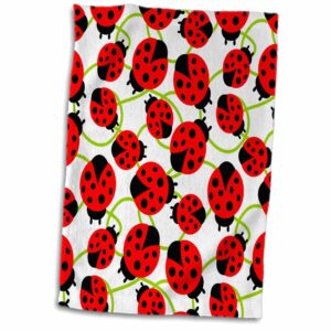 3D Rose Red Ladybugs- Whimsical Art- Spring TWL_48649_1 Towel, 15" x 22"