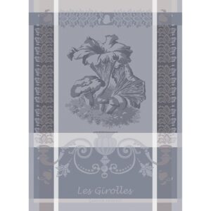 garnier thiebaut french jacquard kitchen towel 100% cotton vegetables collection (les girolles anthracite)