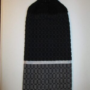 Crocheted FULL Towel Shades of Black Kitchen Towel with Black Yarn