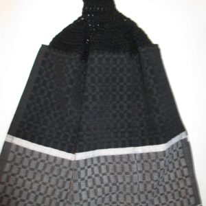 Crocheted FULL Towel Shades of Black Kitchen Towel with Black Yarn