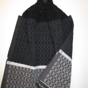 Crocheted FULL Towel Shades of Black Kitchen Towel with Black Yarn