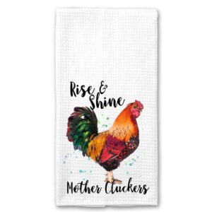 rise and shine mother clucker microfiber towel rooster chickens gift for friend farm